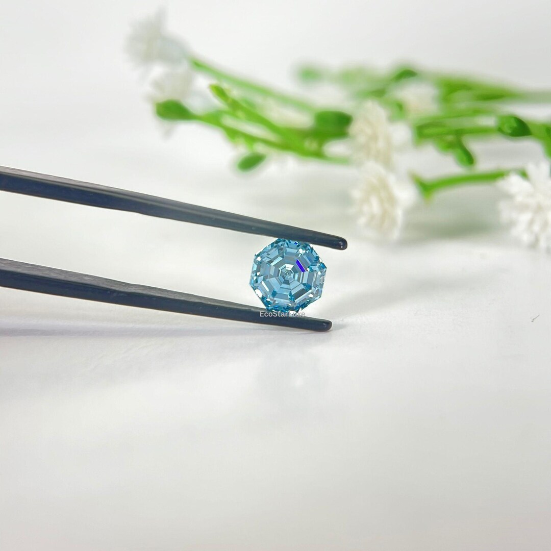 1.50 CT Blue Octagon Lab Grown Diamond | VVS2 Loose Stone - Etsy