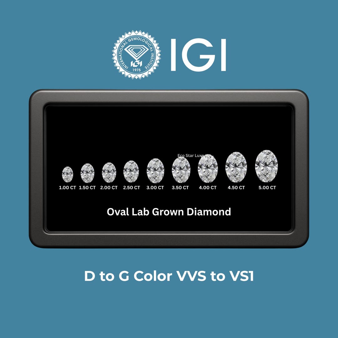 IGI Certified Oval Lab Grown Diamond | D-G Color, VVS-VS1 Clarity - Etsy