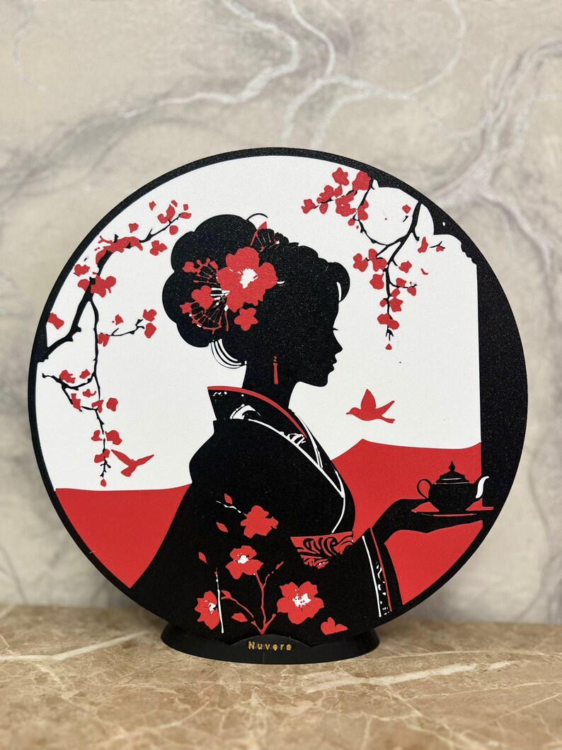 Japanese Geisha Table Lamp: Cherry Blossom Night Light - Asian Decor - Etsy