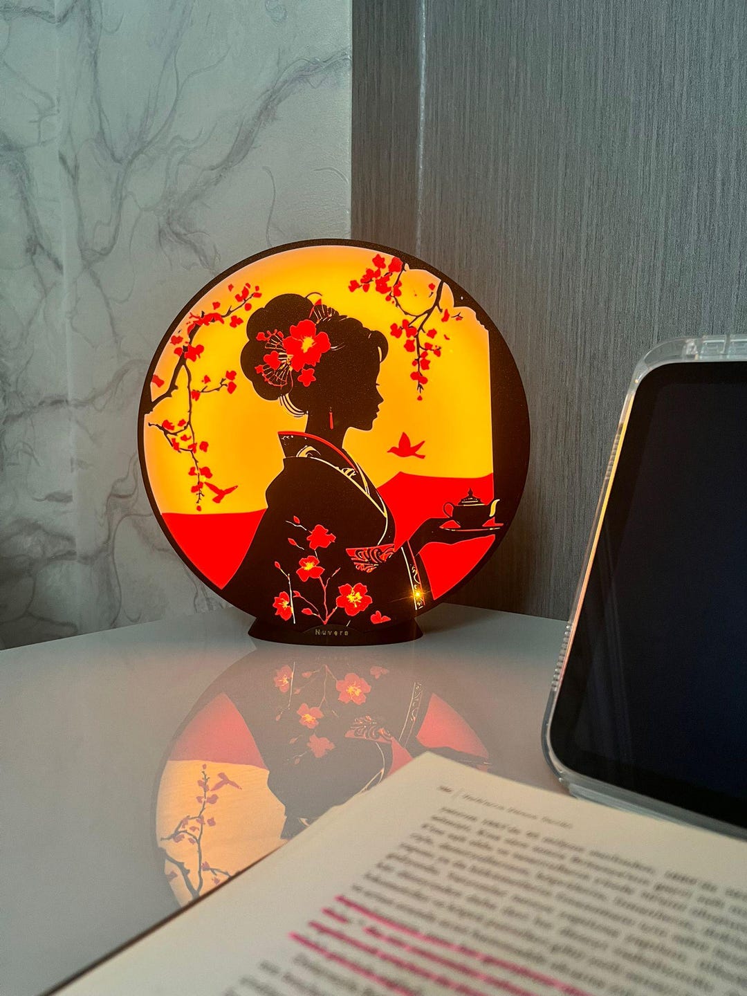 Japanese Geisha Table Lamp: Cherry Blossom Night Light - Asian Decor - Etsy