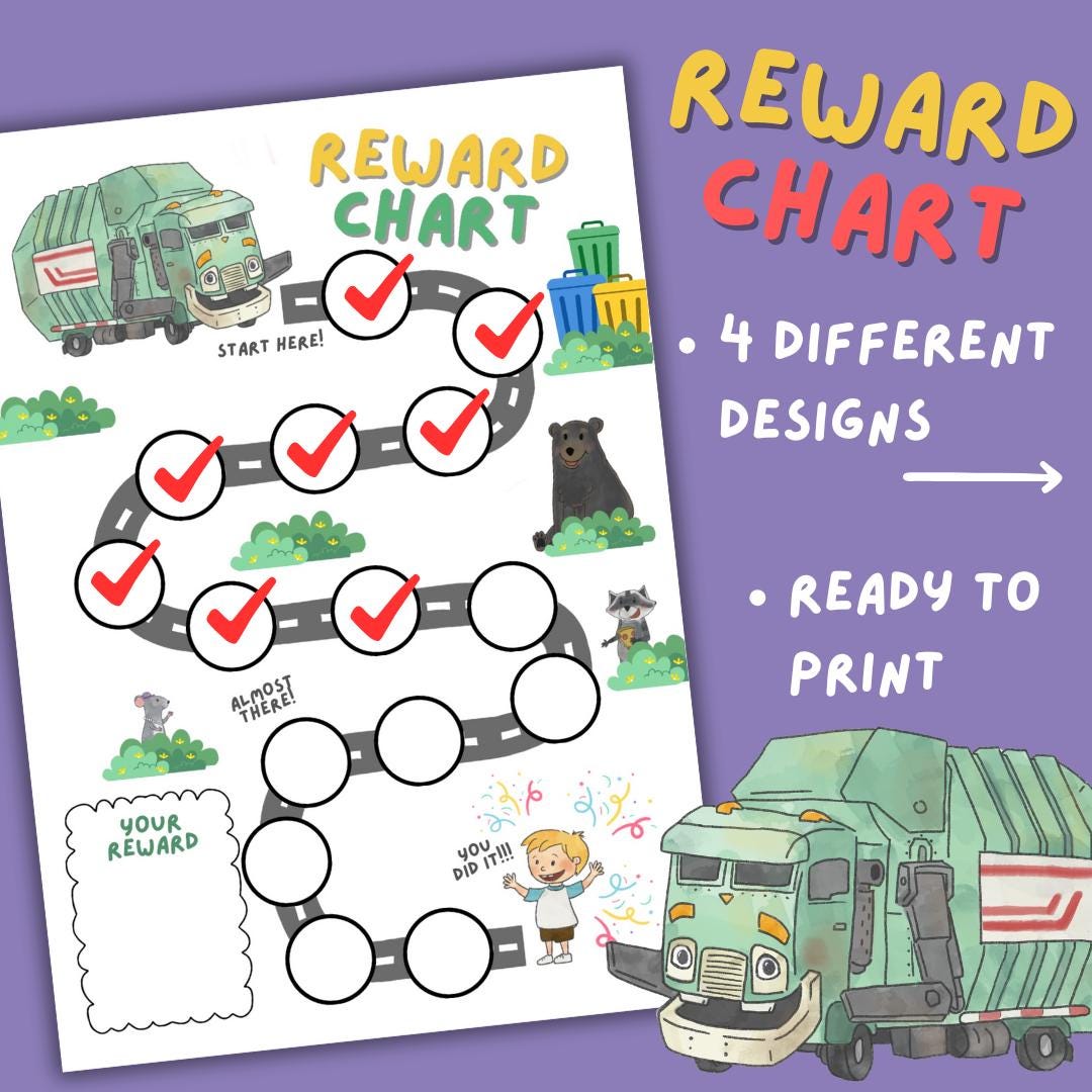 Trash Truck Reward Chart Behaivour Chart Printable DIY Digital Download ...