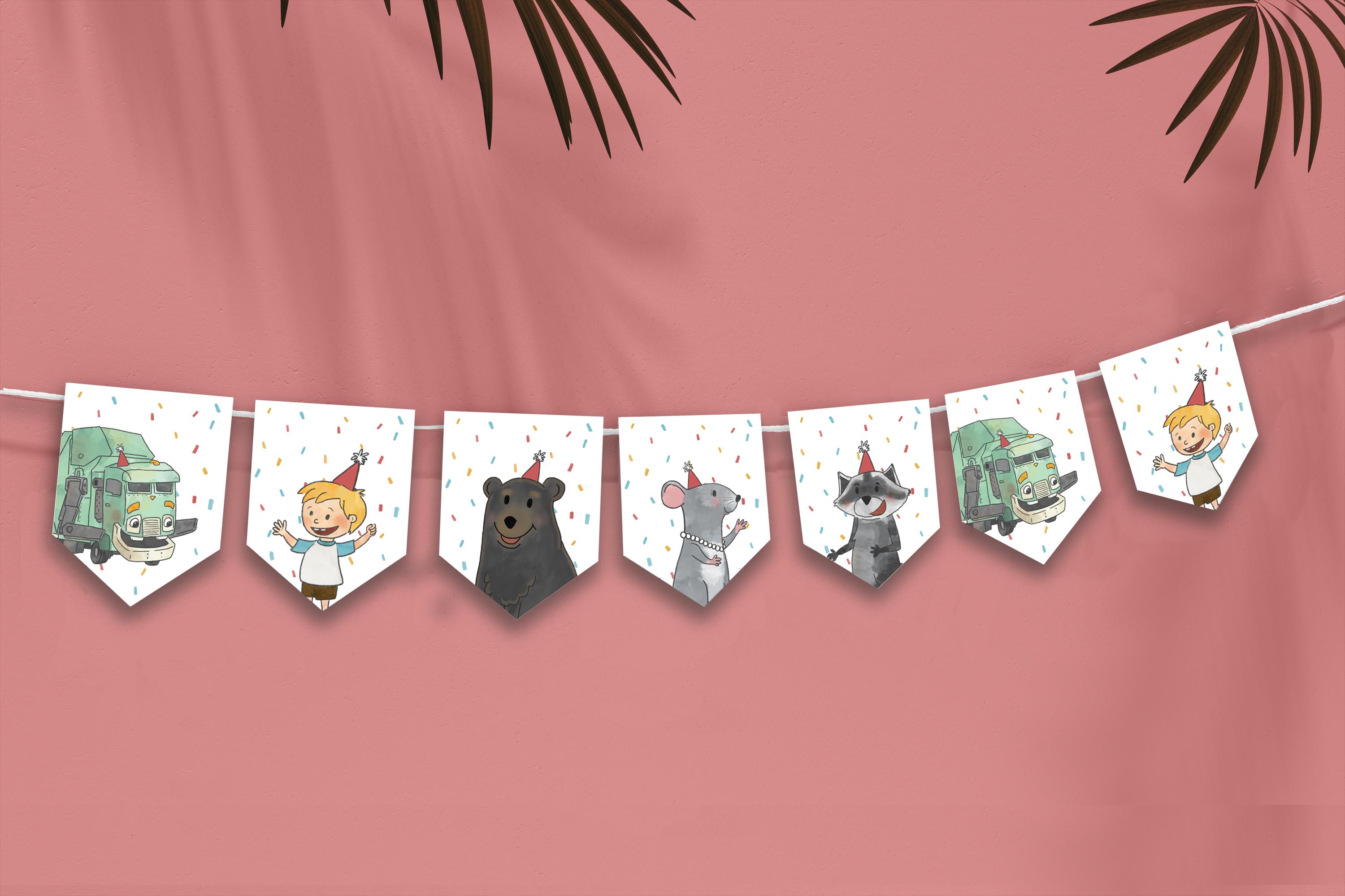 Printable Trash Truck Netflix Birthday Banderines Banners Gran Camión ...