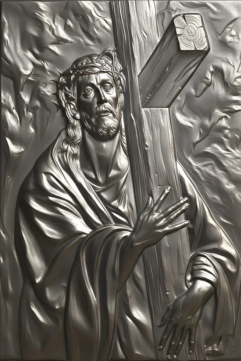 Jesus STL, Jesus Digital, Cross 3D STL, CNC Engraving, 3D Relief, Wood ...