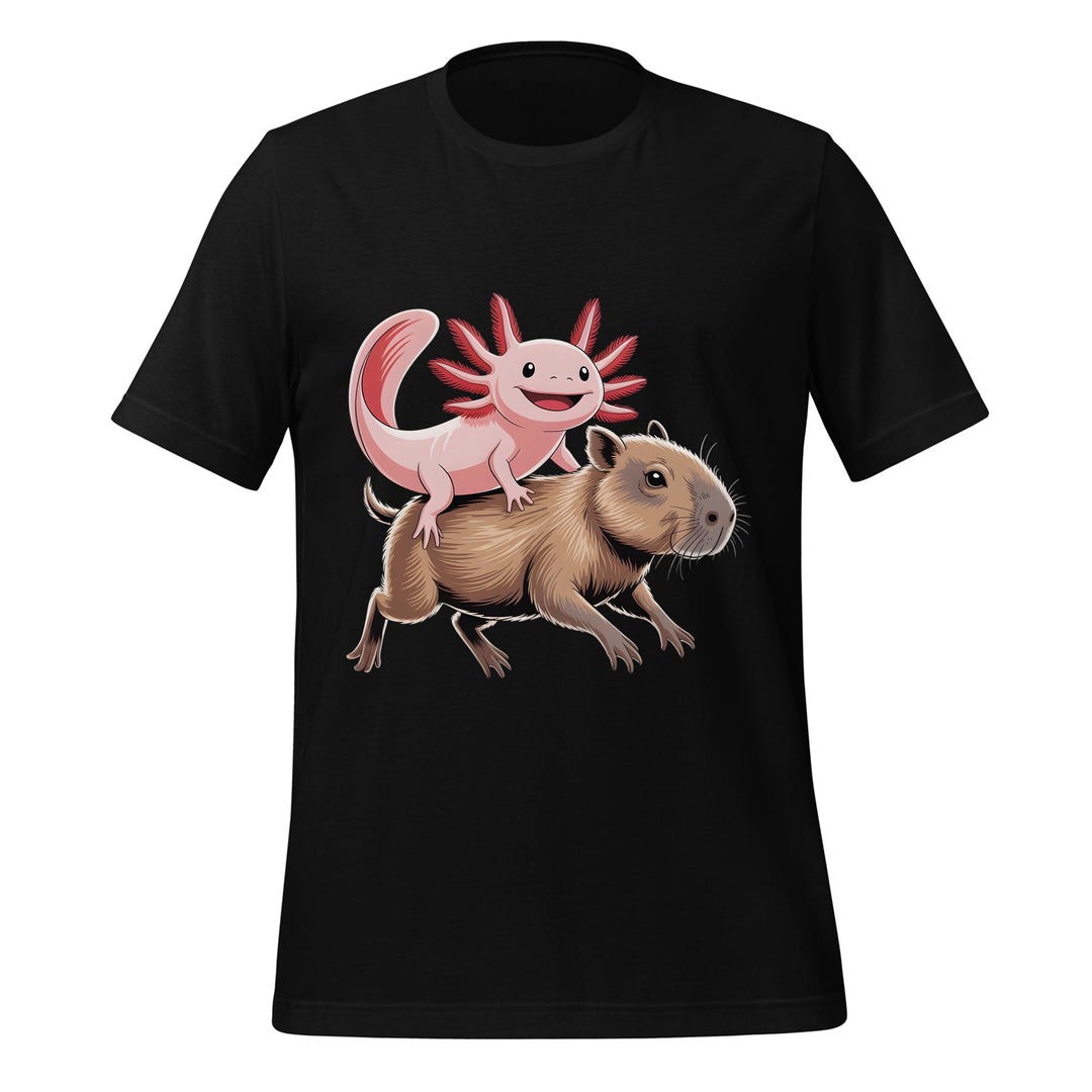 Cute Axolotl Riding Capybara Digital Design | Funny Animal PNG for ...