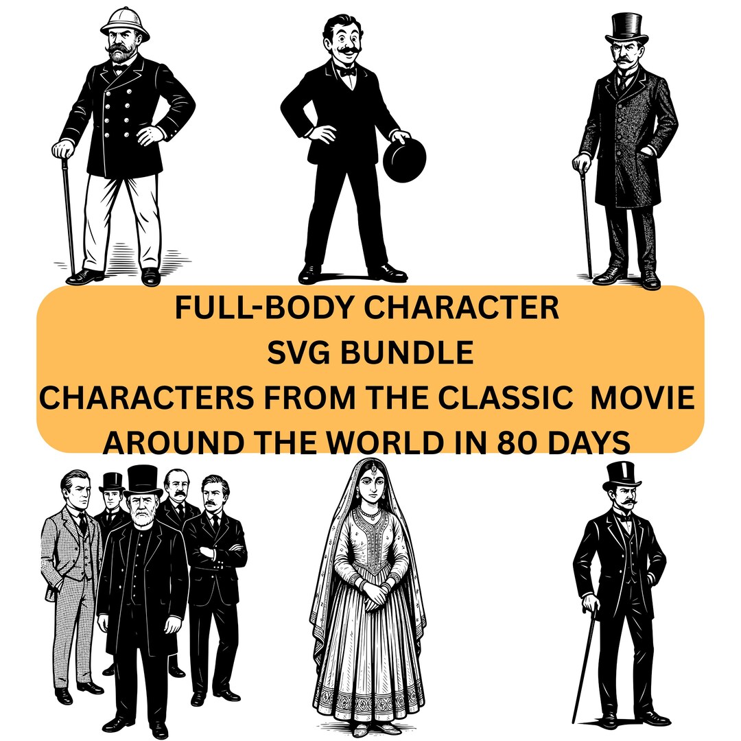 Around the World in 80 Days SVG Bundle | Jules Verne Characters PNG ...