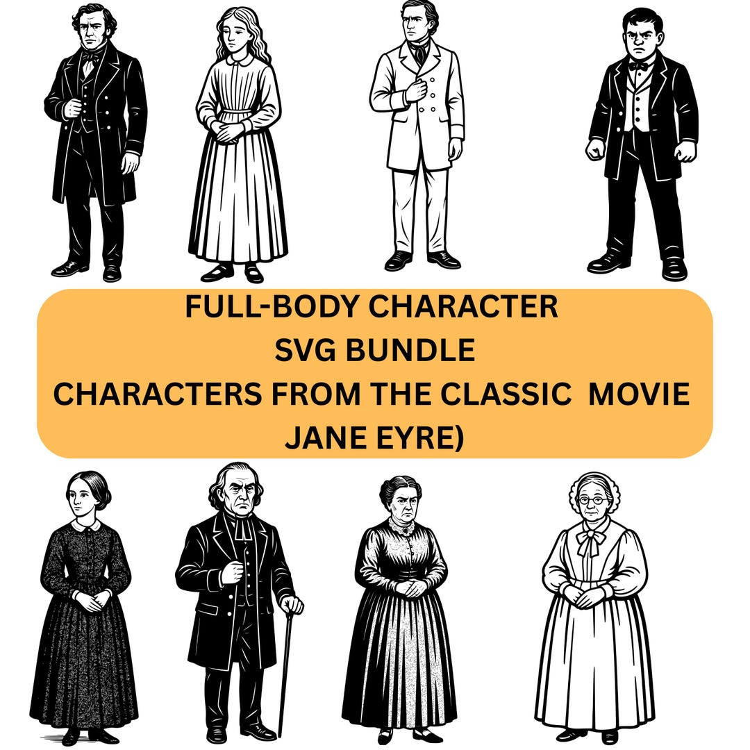 Jane Eyre Classic Characters SVG Bundle | 300 DPI Pngs for Shirt ...