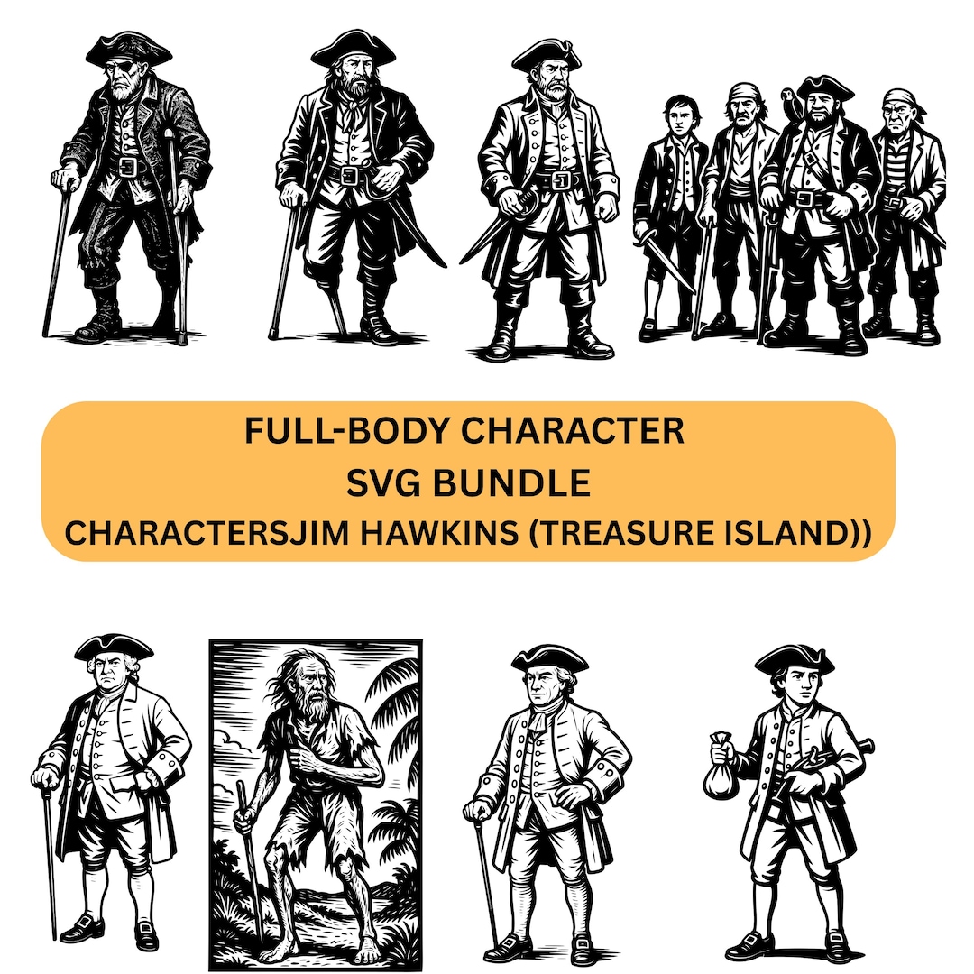 Treasure Island SVG Bundle | Jim Hawkins Classic Characters | 300 DPI ...