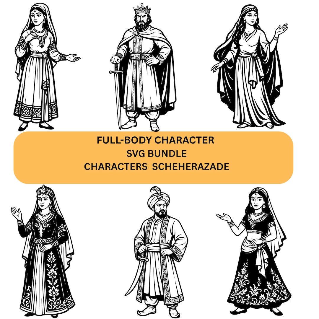 Scheherazade Classic Characters SVG Bundle 300 DPI PNG for Shirts ...