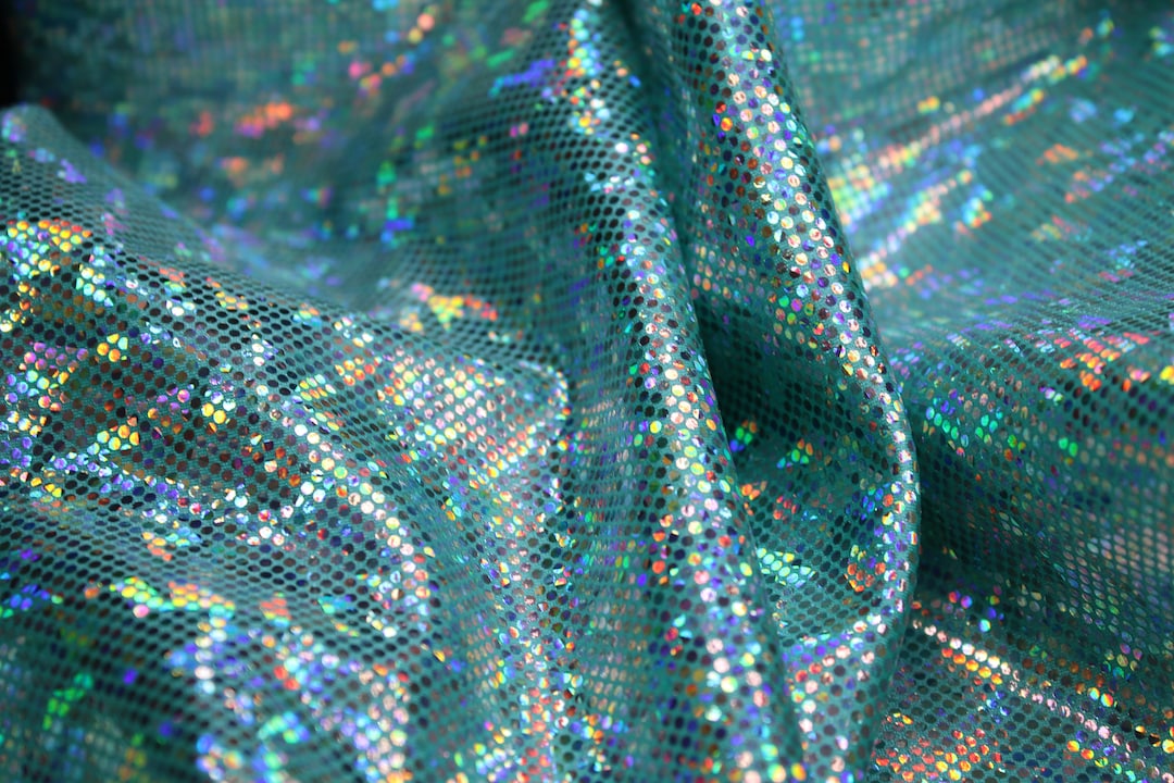 Silver/aqua Shattered Glass Spandex - 4-way Stretch Fabric - Etsy