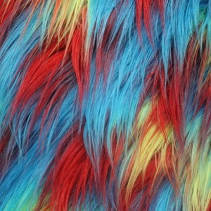 60" Wide Truffula Shag Faux Fur Fabric - Red, Yellow, Blue - Etsy