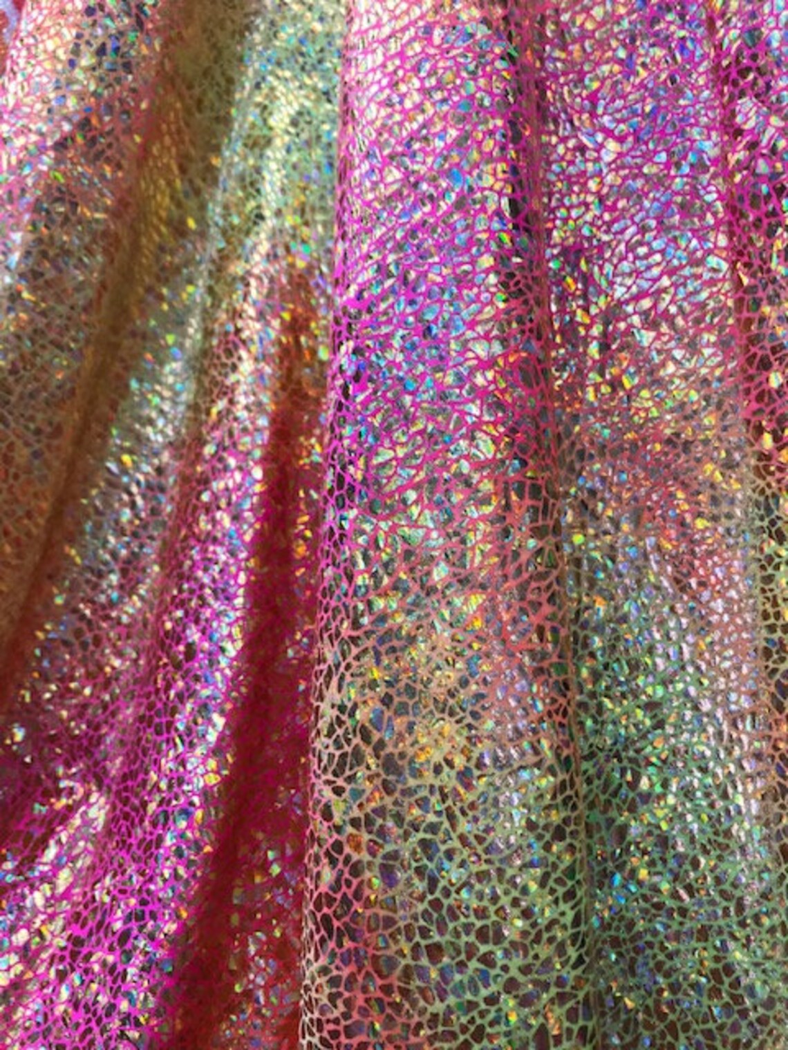4-way Stretch Metallic Pebbles Hologram Spandex Fabric Pink - Etsy