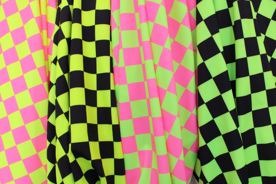 4-way Stretch Printed Spandex Fabric - Neon Checkers - Etsy