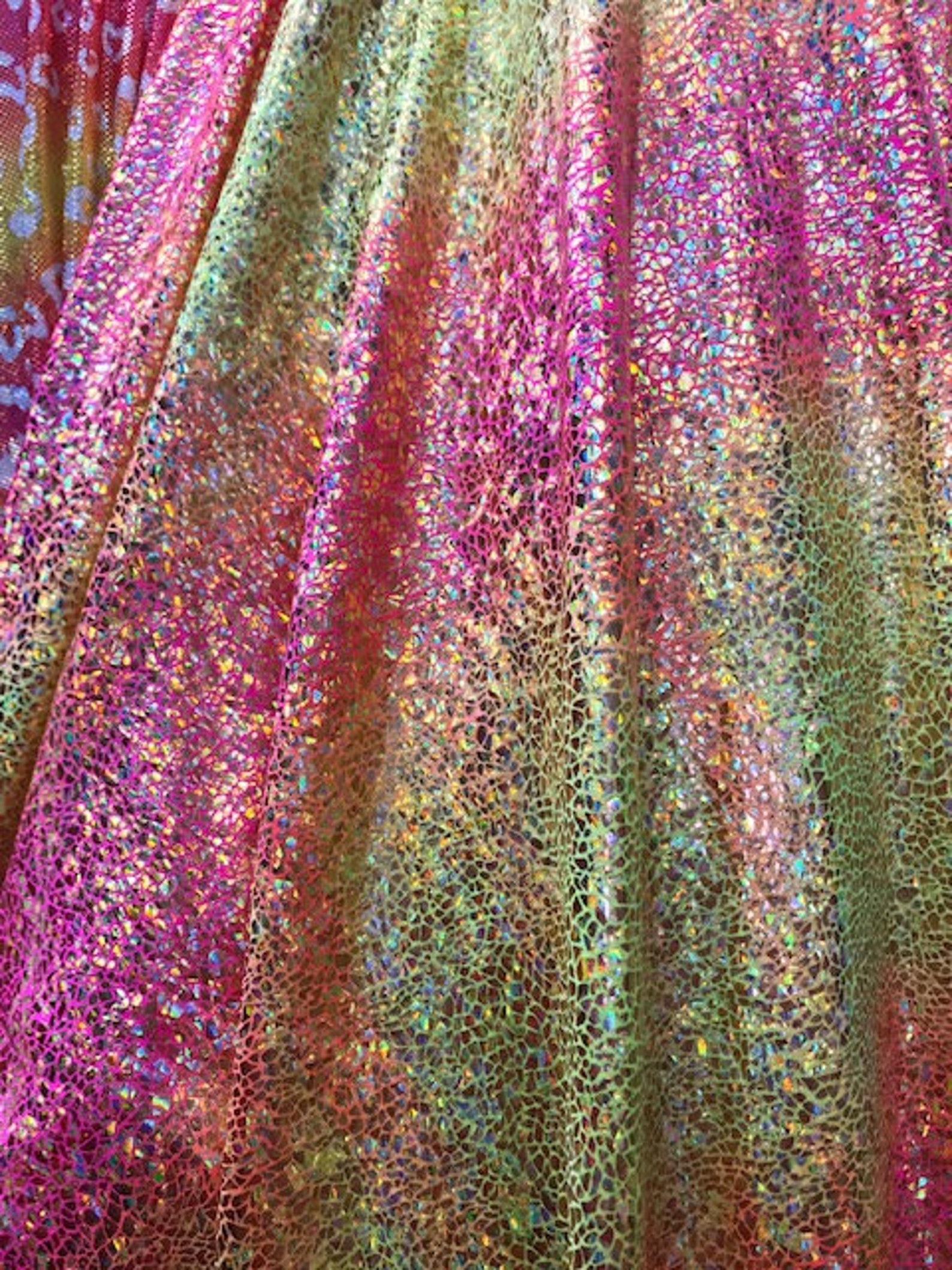 4-way Stretch Metallic Pebbles Hologram Spandex Fabric Pink - Etsy