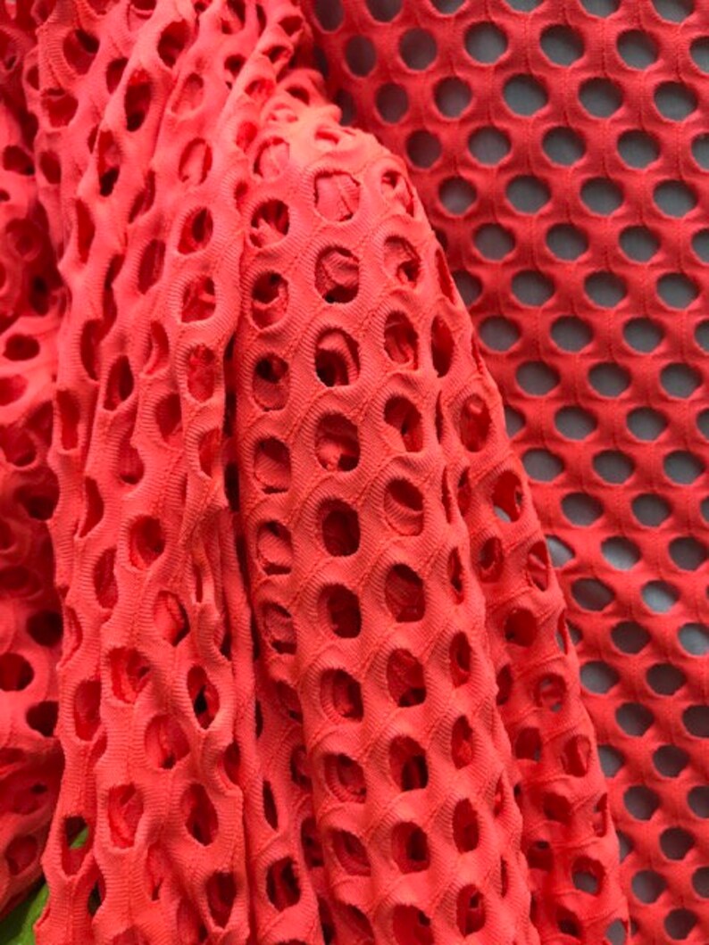 4-way Stretch Fishnet Mesh Neon Coral Bright Coral | Etsy