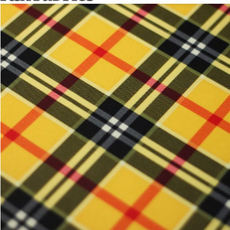 Yellow Plaid Fabric - Etsy