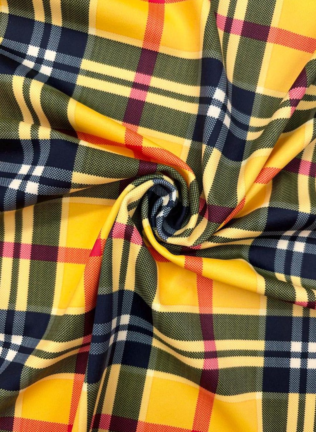 4-way Stretch Printed Spandex Fabric - Yellow New Age Plaid - Etsy