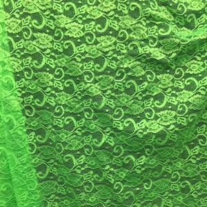 Stretch Lace Floral Design Neon Lace Neon Lime Green 4 Way Stetch by ...