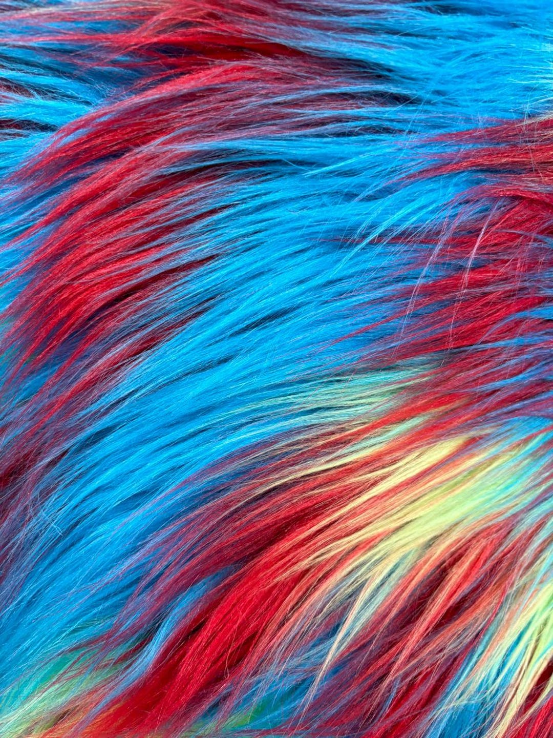 60" Wide Truffula Shag Faux Fur Fabric - Red, Yellow, Blue - Etsy