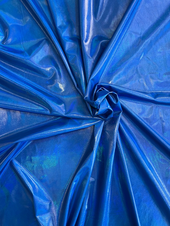 4-Way Stretch Solid Holographic Spandex Fabric Royal Blue | Etsy