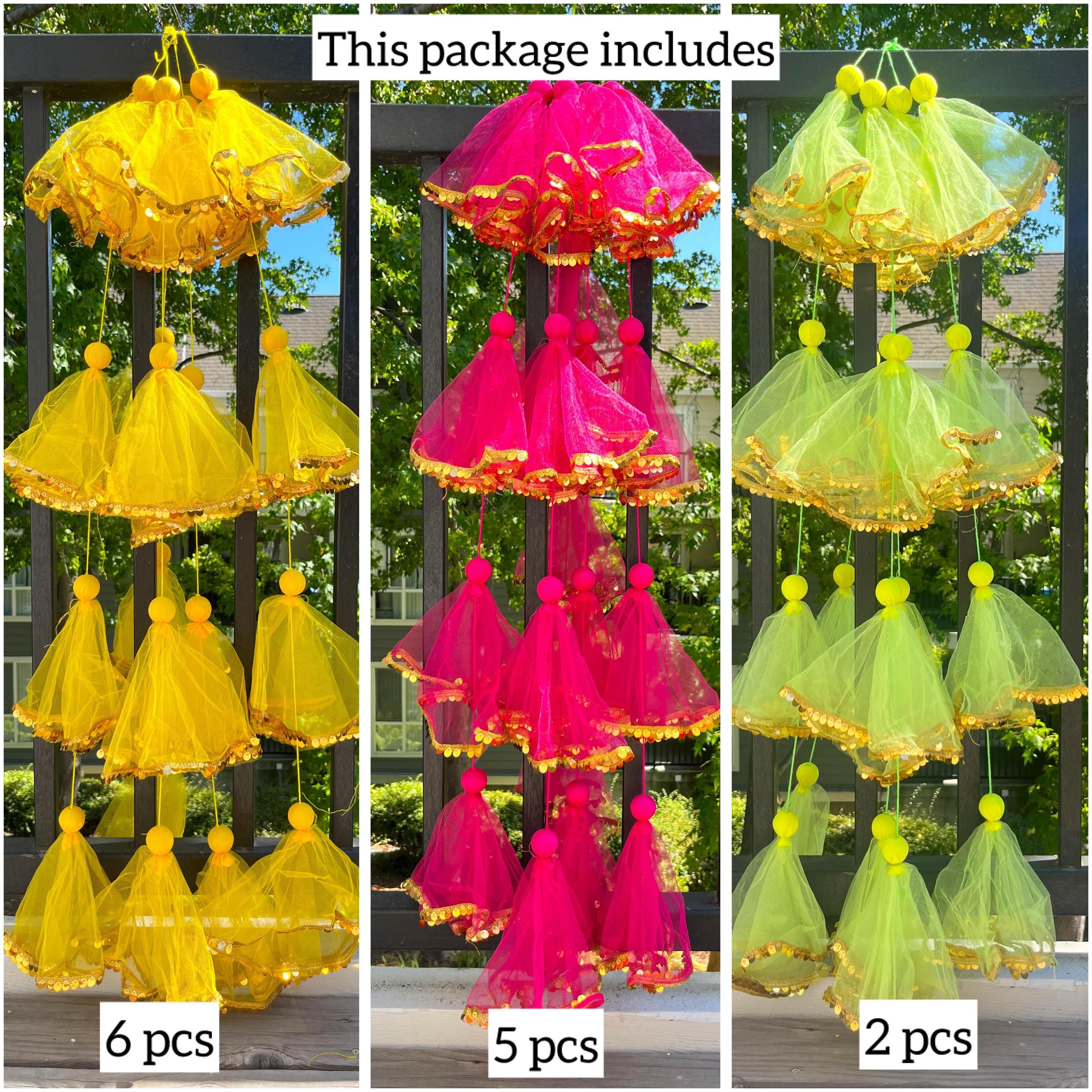 Haldi/mehndi Function Backdrop Set ( Curtains + Props) | Multicolor ...