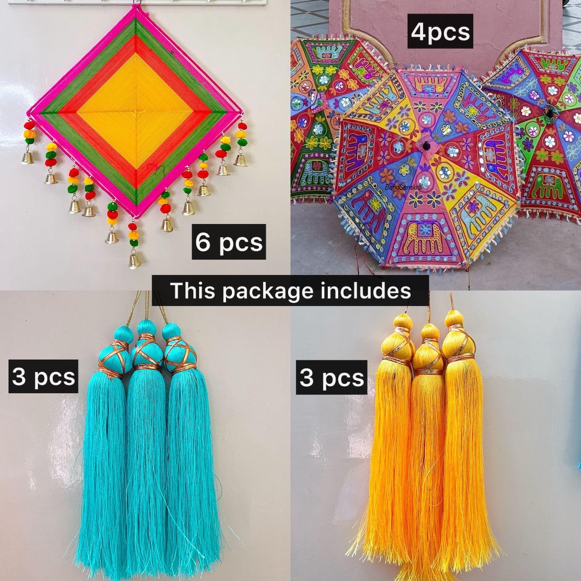 Haldi/mehndi Function Backdrop Decor Kit ( Stitched Curtains +props Set ...
