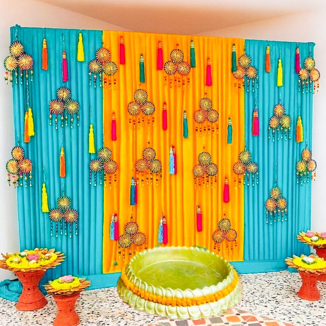 Traditional Haldi Function Backdrop Decoration|diy |indian Wedding ...