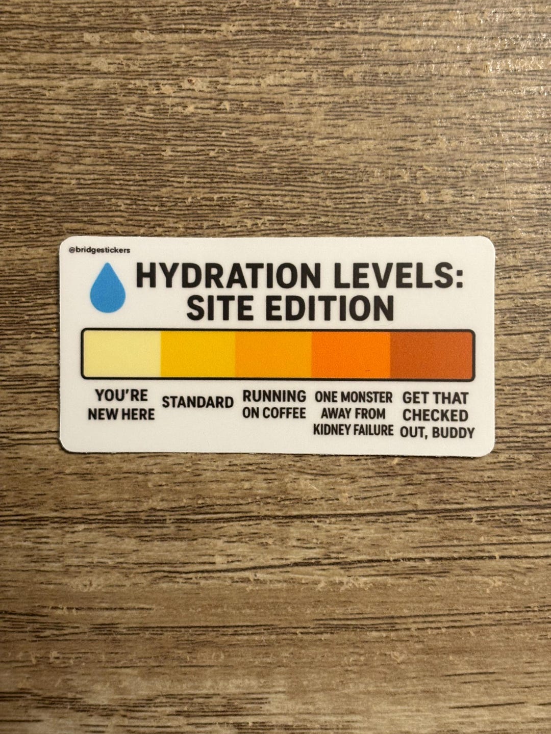 Hydration Levels Construction Site Edition Sticker: Funny Pee Chart ...