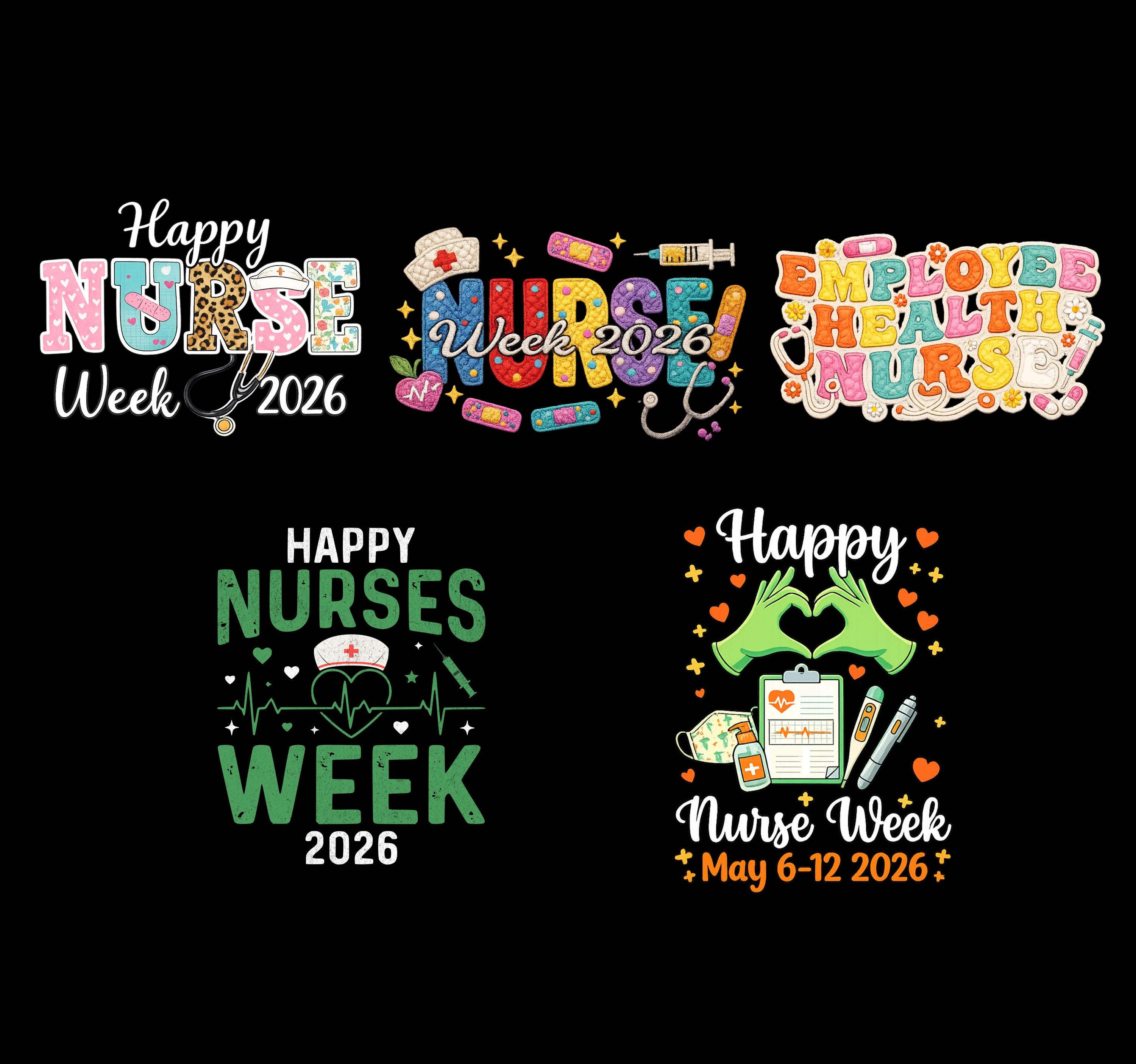 Happy Nurse Week 2026 PNG Bundle, Nurses Week Sublimation Design ...