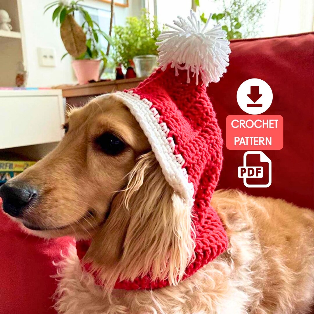 Dog Christmas Balaclava Crochet Pattern | Winter Dog Hood With Pom Pom ...