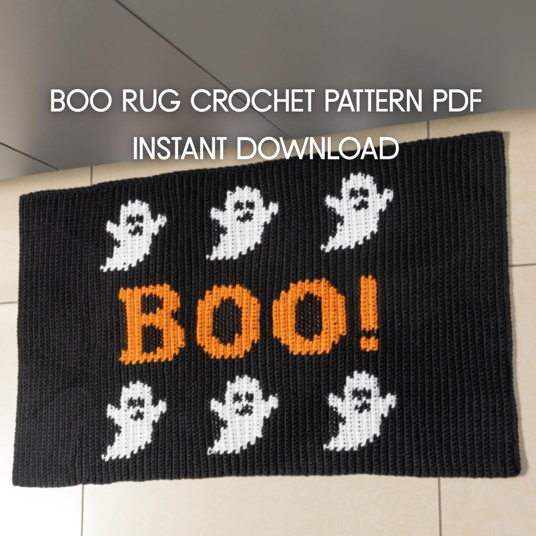 Halloween Boo Rug Crochet Pattern | Ghost Rug PDF, Tapestry Crochet ...