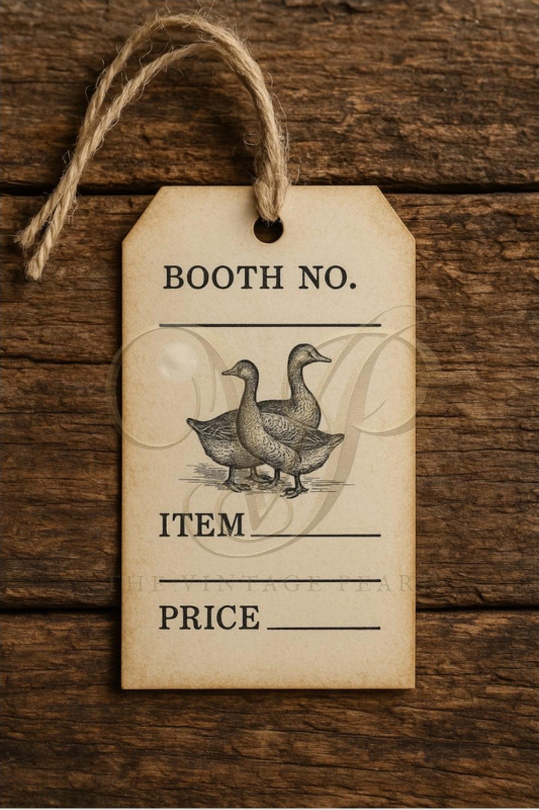Vintage Geese Price Tag | Printable Antique Booth Tags | Rustic ...
