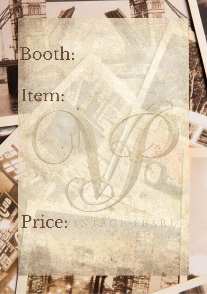 Vintage Booth Price Tag Template: Printable Sepia Design (canva ...