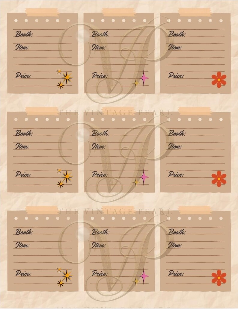 Vintage Booth Price Tags: Retro Ephemera, Editable Canva Template - Etsy