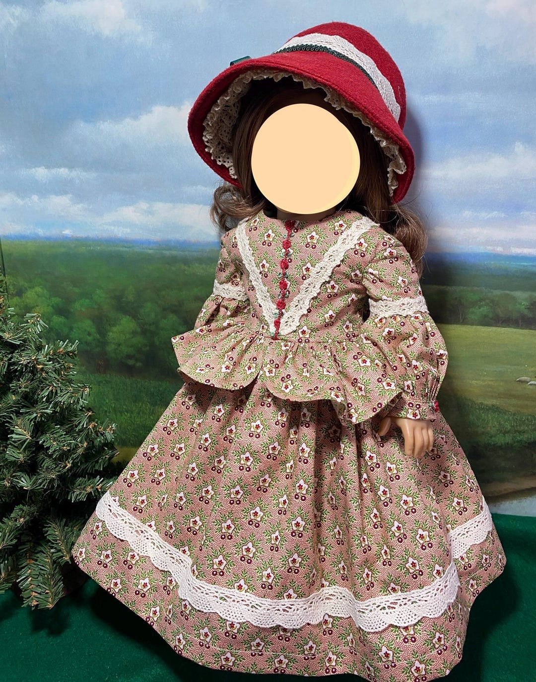 Mid 1800s Winter Holiday Dress With Bonnet for 18 Inch Girls - Etsy