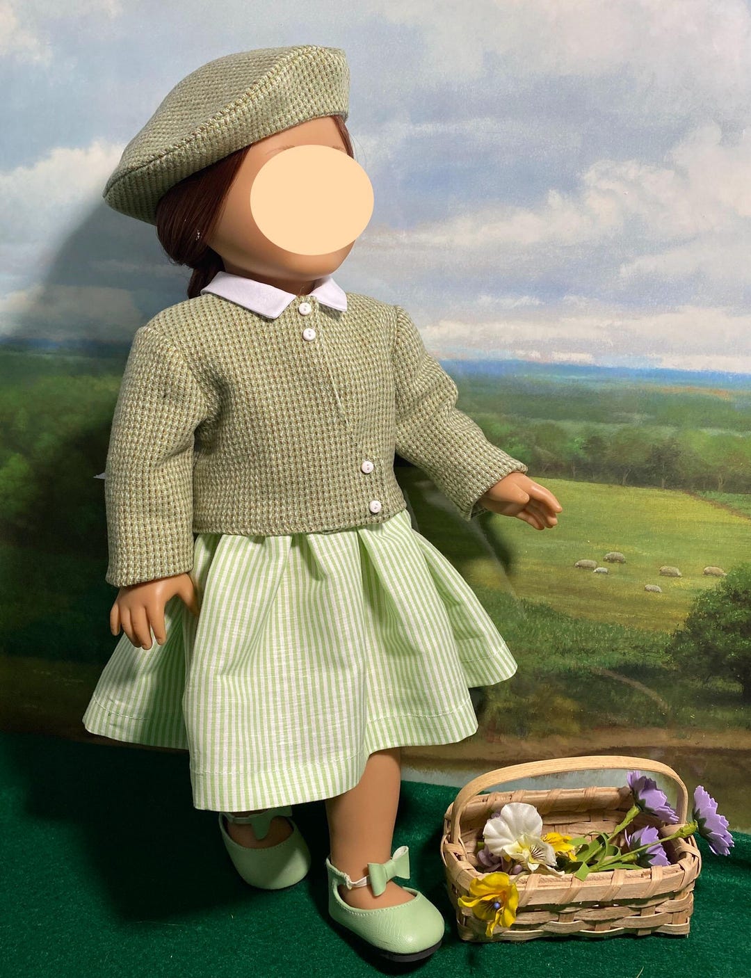 Spring Green Jacket and Beret With Dress for 18 Inch Girls - Etsy