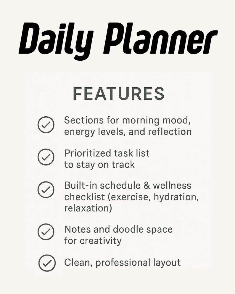 Printable Daily Planner | Instant Download | Wellness & Productivity ...