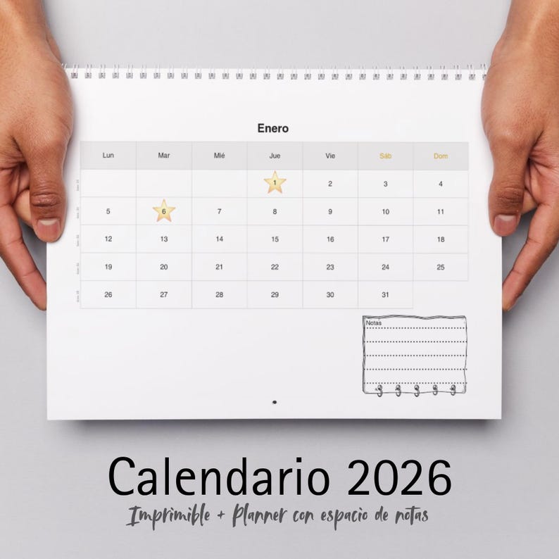 Calendario 2026 Minimalista | Imprimible Con Festivos España | Formato ...