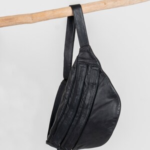 Large Black Leather Slouchy Crossbody Bag - Half Moon Purse for ...