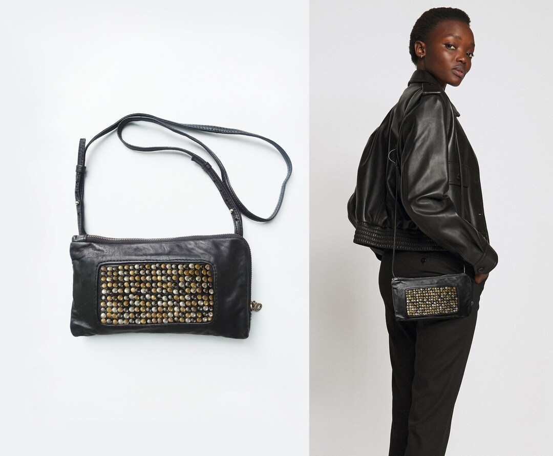Studded Leather Crossbody Phone Purse: Punk Style Night Out Bag - Etsy