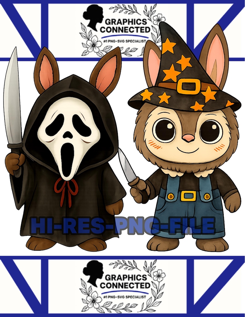 Cute Labubu Halloween PNG – Kawaii Horror Bunny Clipart for Sublimation ...