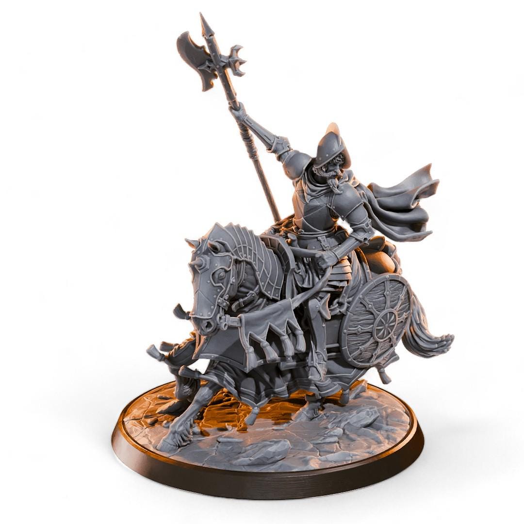 Mounted Knight Miniature | Armored Cavalry Hero on Horseback | Fantasy ...