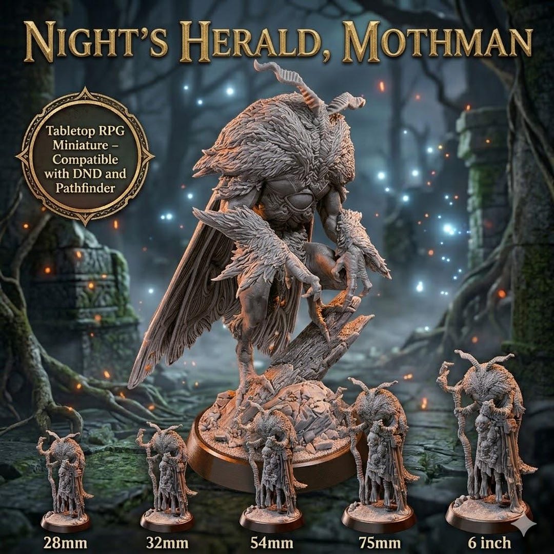 Mothman Demon Resin Miniature – Winged Cryptid Horror for D&D ...