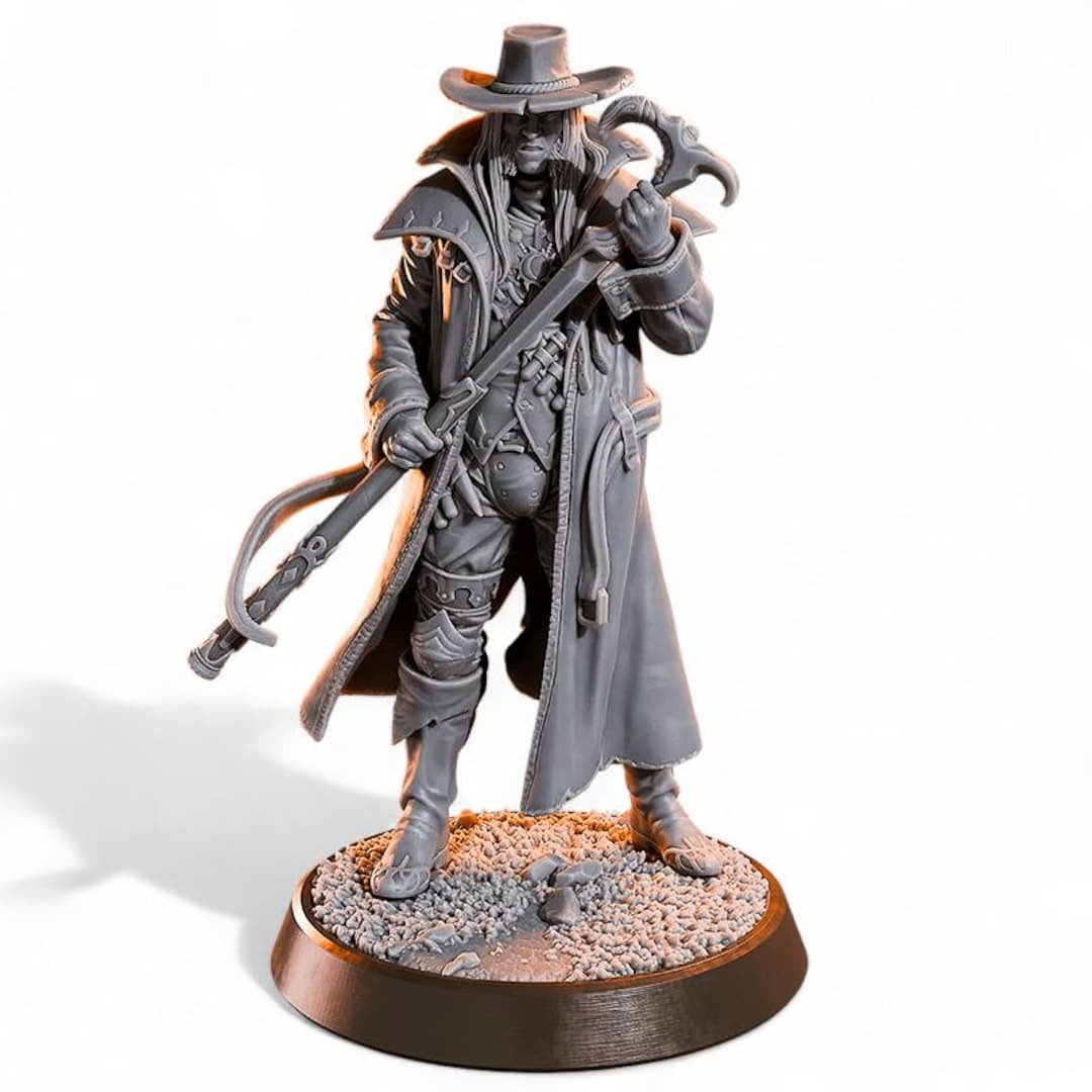 Vampire Hunter Miniature | Gothic Gunslinger With Rifle N Staff | 32mm ...