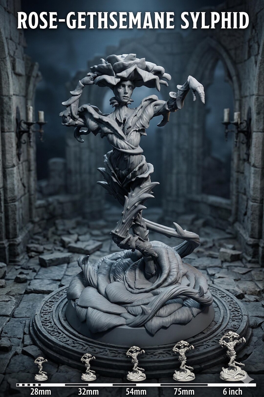 Rose-gethsemane Sylphid Mini | Dryad Nymph Proxy | Dark Forest Fey Dnd ...