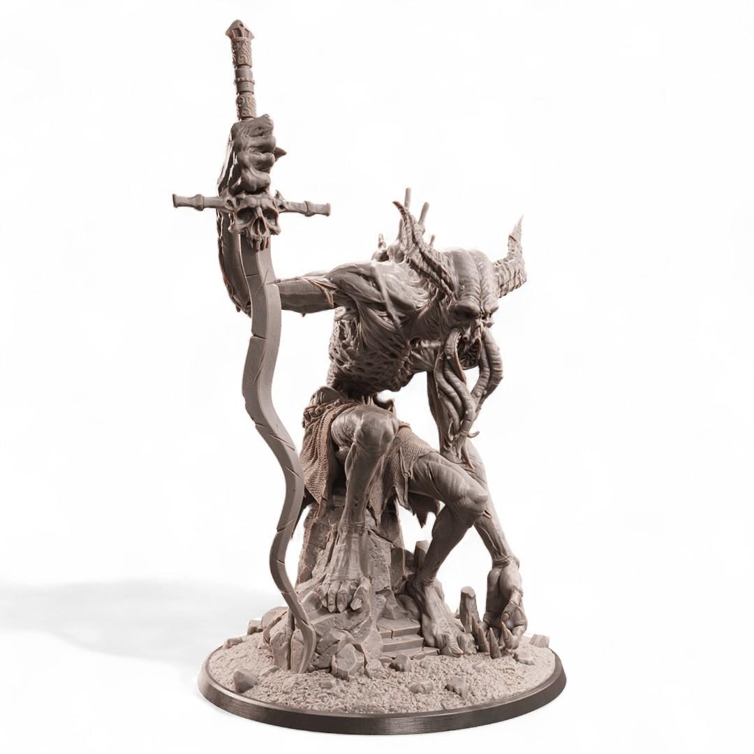 Demon Warlord Resin Miniature – Horned Fiend With Cursed Blade for D&D ...