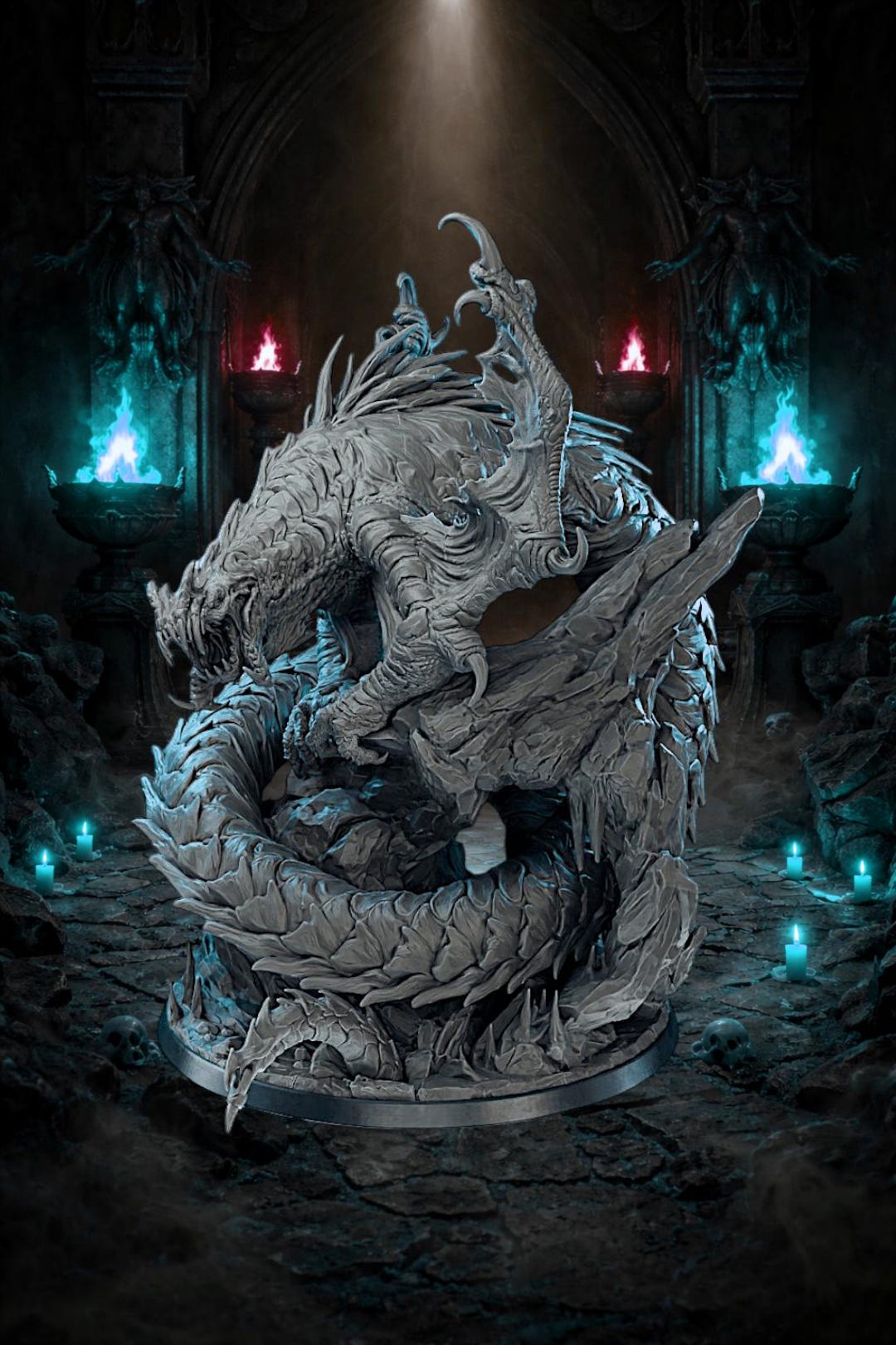 Abyssal Serpent Beast Miniature 28mm 32mm 54mm 75mm 6 Inch Dark Fantasy ...