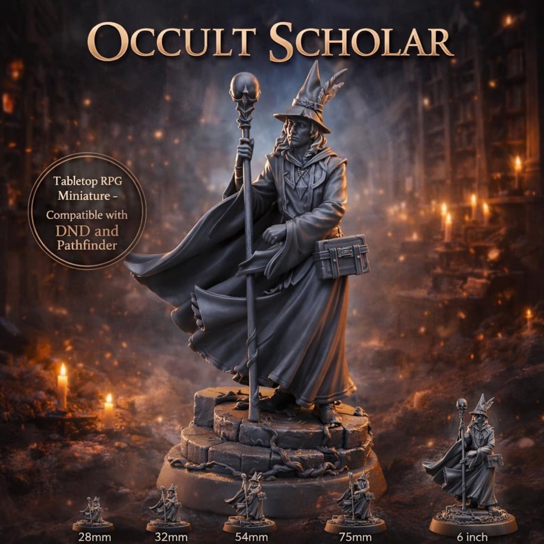 Wizard Miniature Occult Scholar Mage Dnd Spellcaster Mini Arcane Wizard ...
