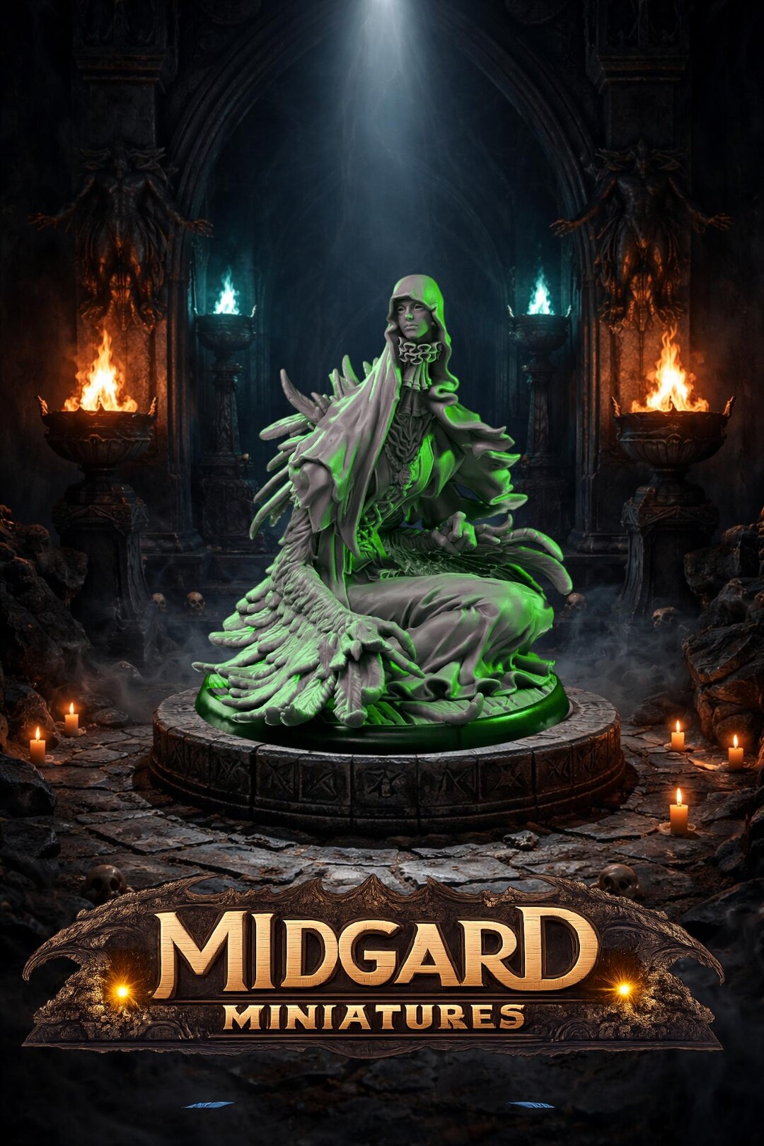 Fallen Seraph Miniature – Veiled Angel of Ruin Tabletop Figure – 28mm ...