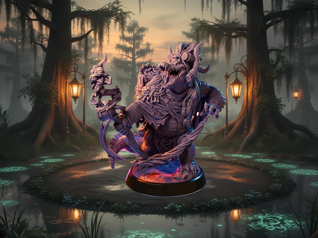 Crocodile Shaman Miniature | Lizardfolk Alligator Tribal Mage | Dnd ...