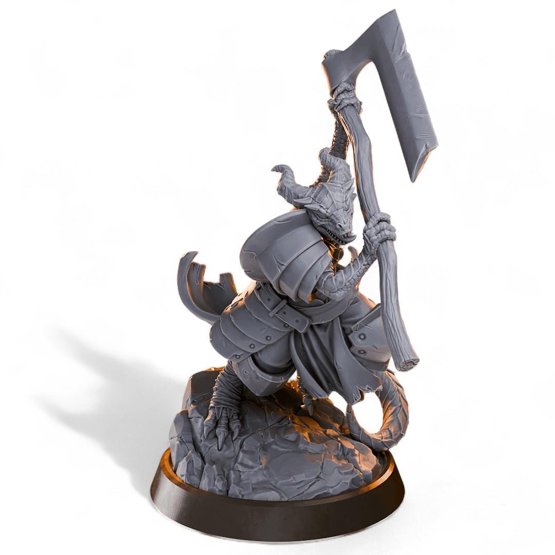 Lizardfolk Warlord Miniature | Dragonkin Warrior Resin Model for Dnd ...